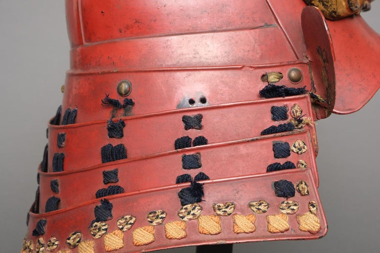 Japanese Red Lacquer 18th Century Zunari'kabuto with Gilded 'Lion Mask ...