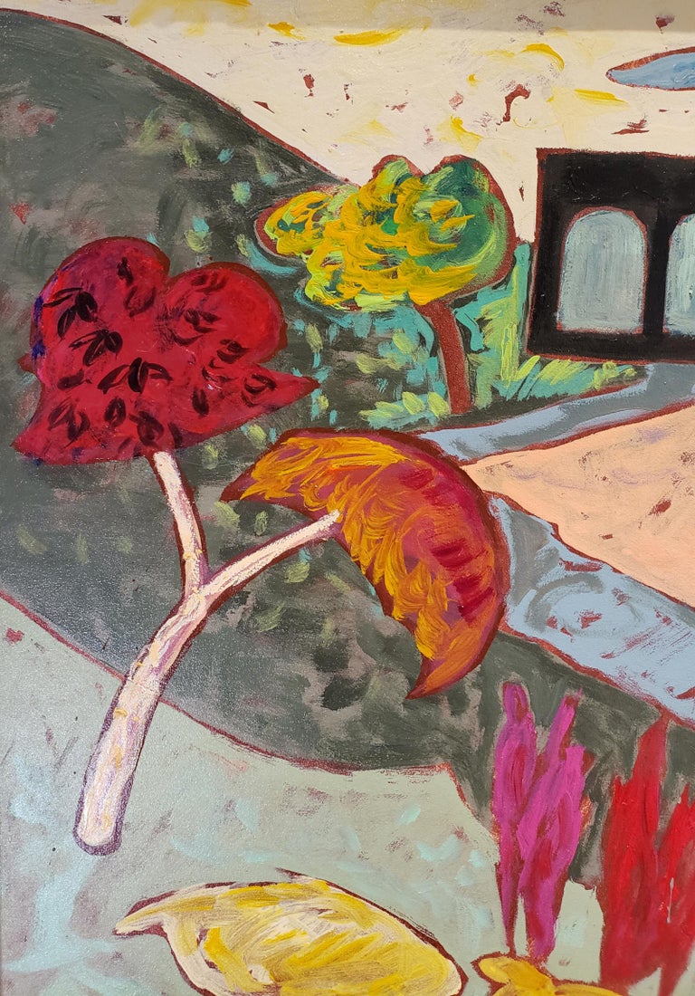 Bright Surreal Landscape Black House with Dancing Plants by Artist ...