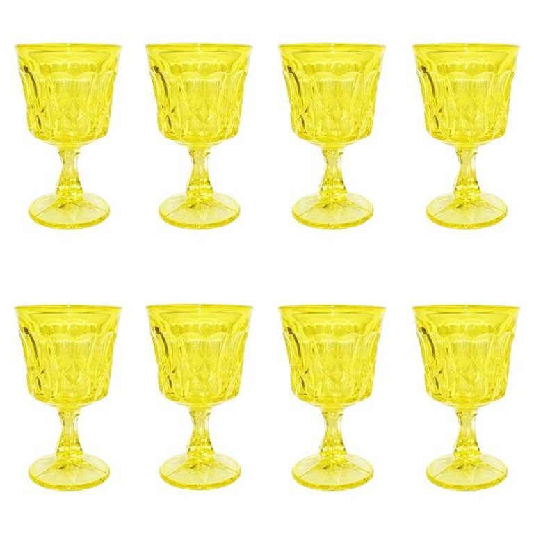 Bright Yellow Indiana Glass Cocktail or Wine Drinking Glasses, Set of 8 ...