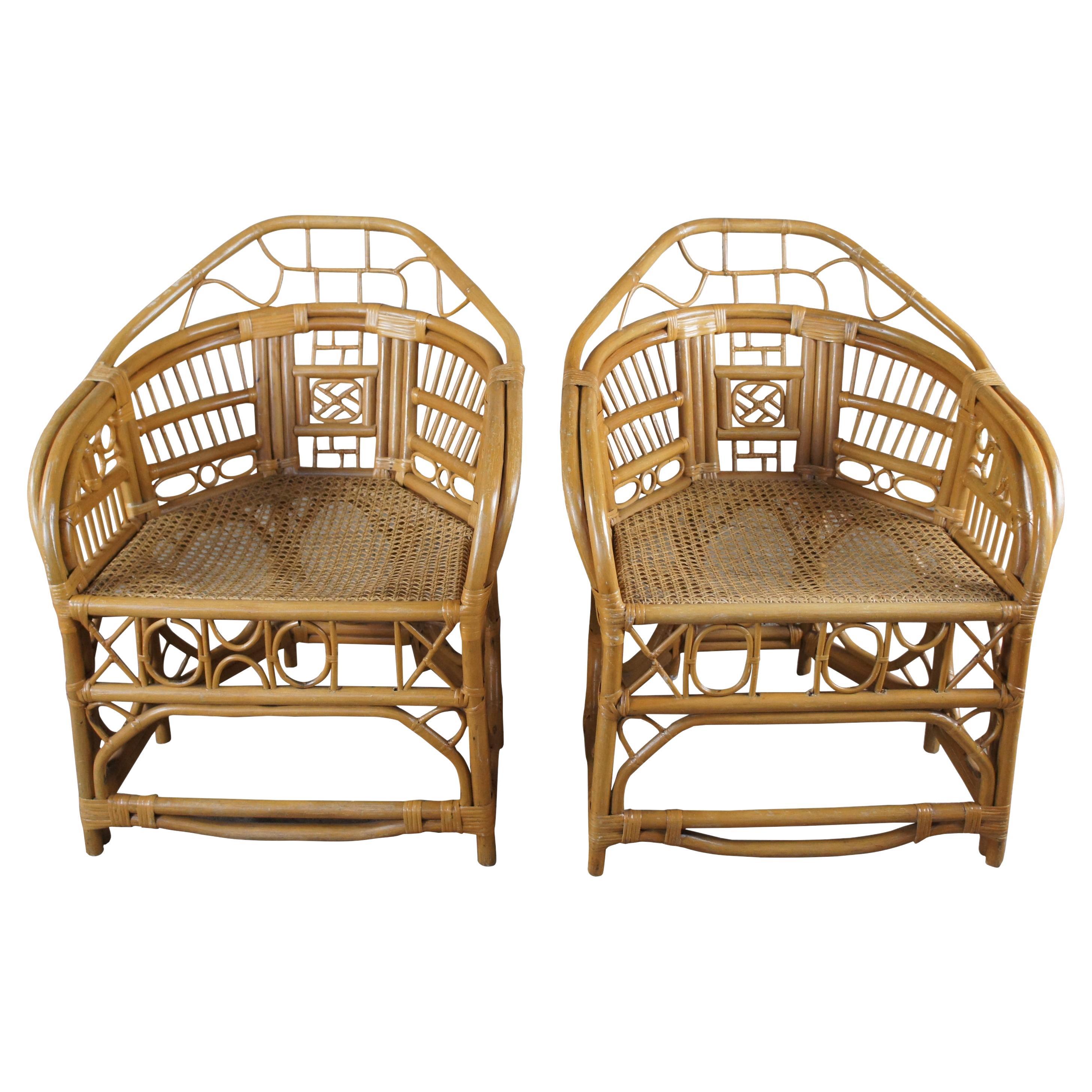 Boho Chic Bamboo Rattan Swirl Arm Chair For Sale at 1stDibs