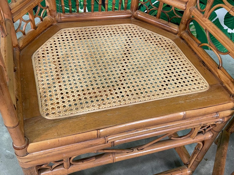 Brighton Pavilion Style Bamboo and Cane High Back Chairs, a Pair at 1stDibs