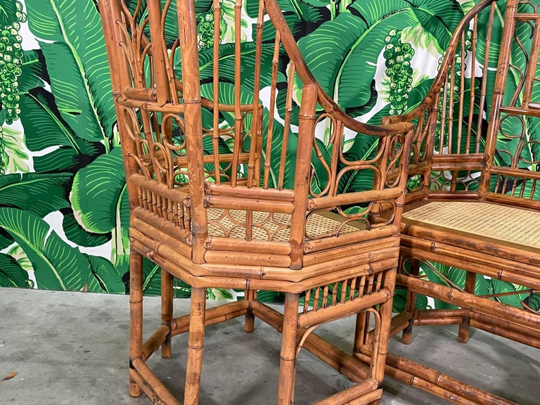 Brighton Pavilion Style Bamboo and Cane High Back Chairs, a Pair at 1stDibs