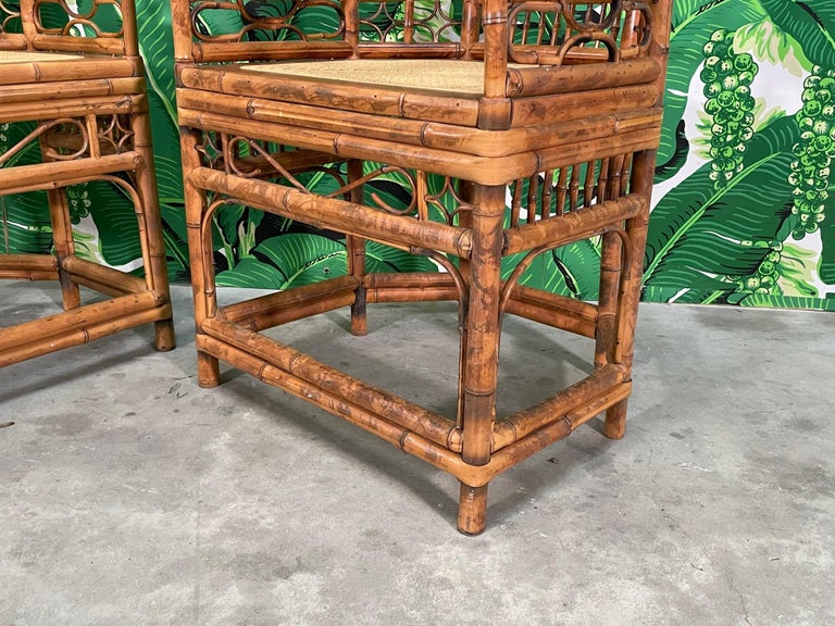 Brighton Pavilion Style Bamboo and Cane High Back Chairs, a Pair at 1stDibs