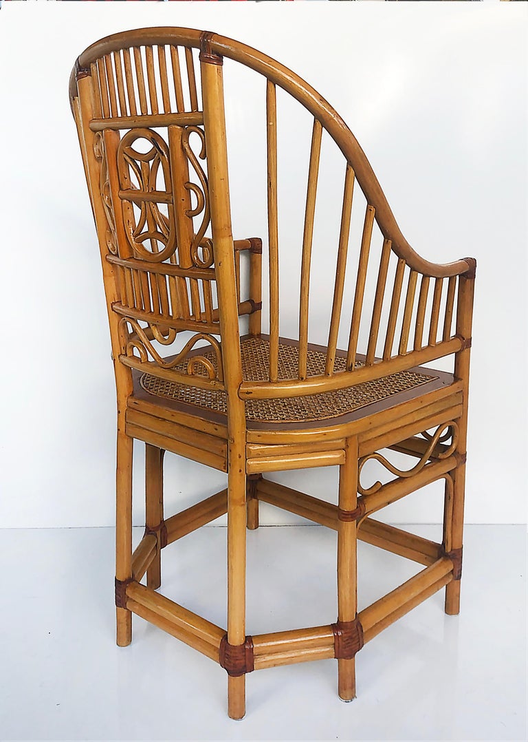 Brighton Pavillion Bamboo, Caned and Leather Armchairs, a Pair For Sale ...