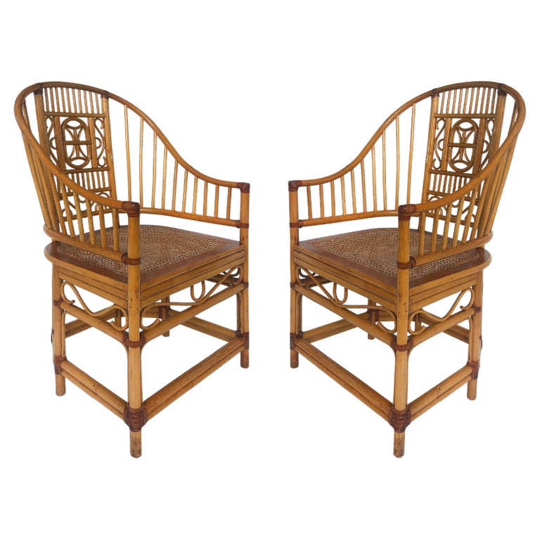 Brighton Pavillion Bamboo, Caned and Leather Armchairs, a Pair For Sale ...
