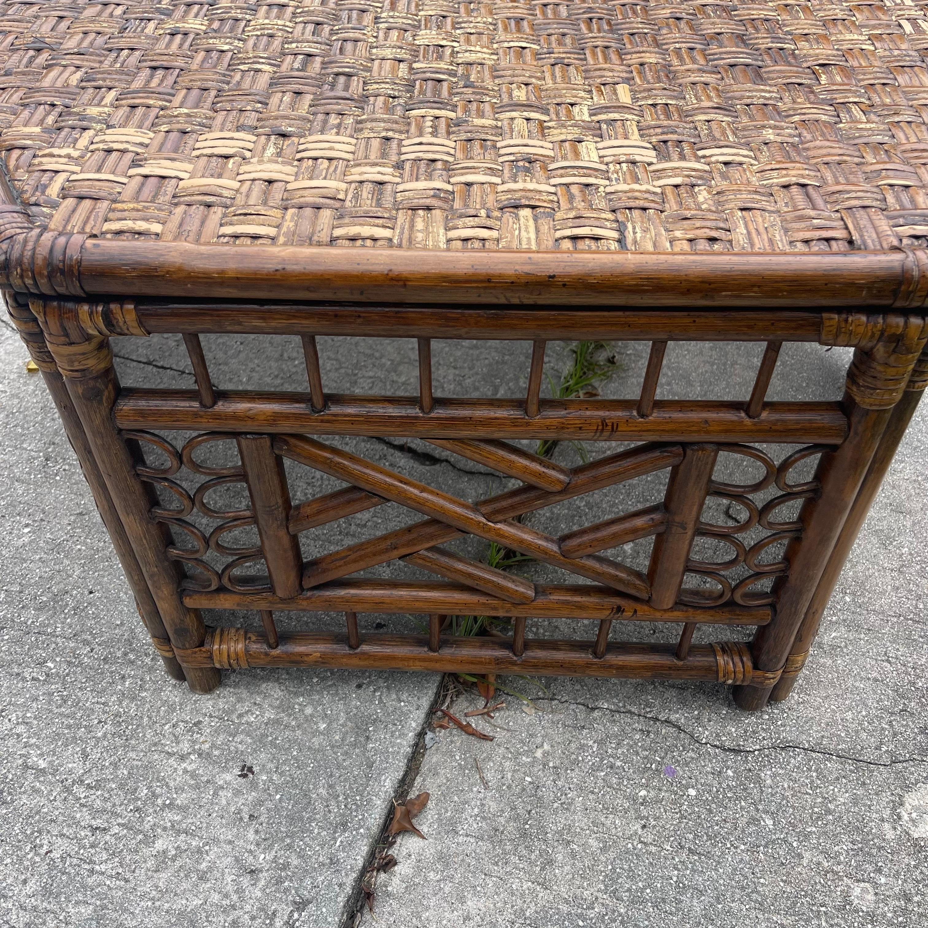 Brighton Style Rattan Bamboo Cane Chinese Chippendale Hexagonal Coffee ...