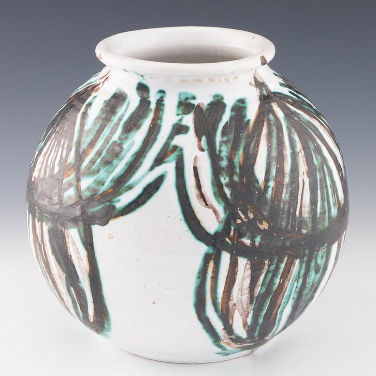 Briglin Studio Pottery Globe Vase Depicting Thistles c1975 For Sale at ...