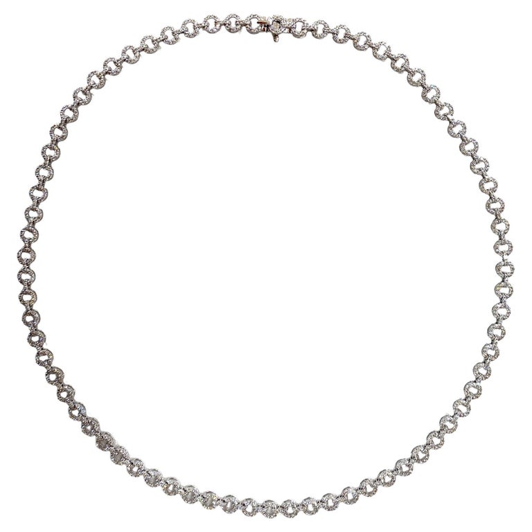 Brilliant Cut Diamond Circle Link Necklace For Sale at 1stDibs