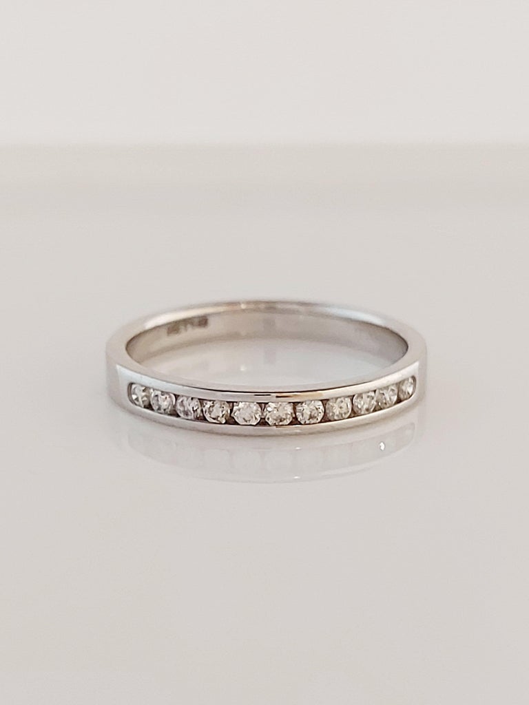 Brilliant Cut Diamond Half Set Band Ring For Sale at 1stDibs