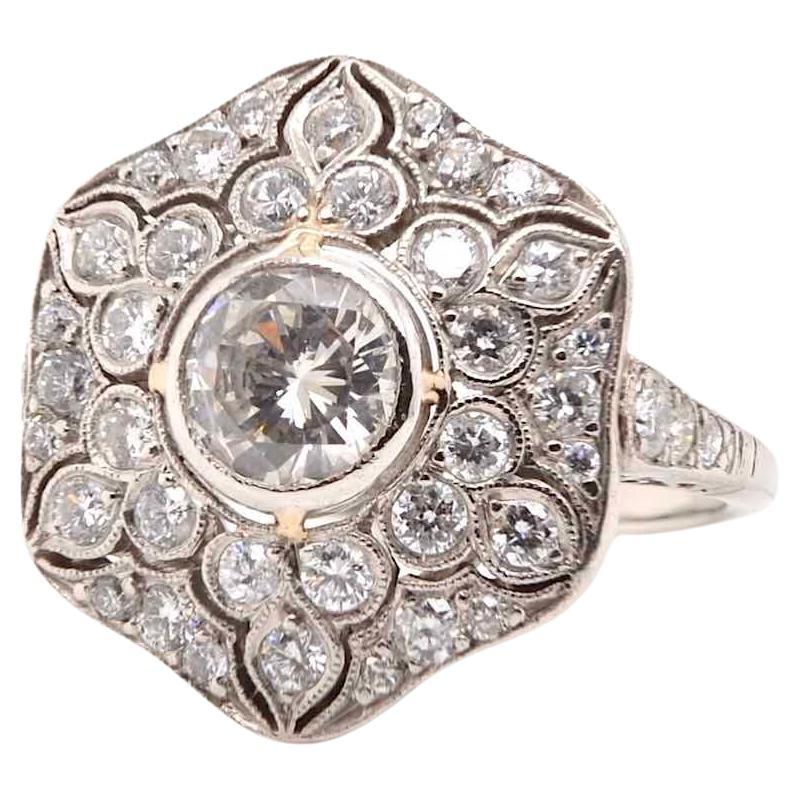 Brilliant cut diamond of 0.60 carat and diamonds ring For Sale at 1stDibs
