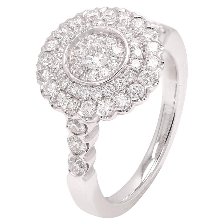 Brilliant Diamond Cluster Ring Large Bridal Diamond 18 Karat White Gold ...