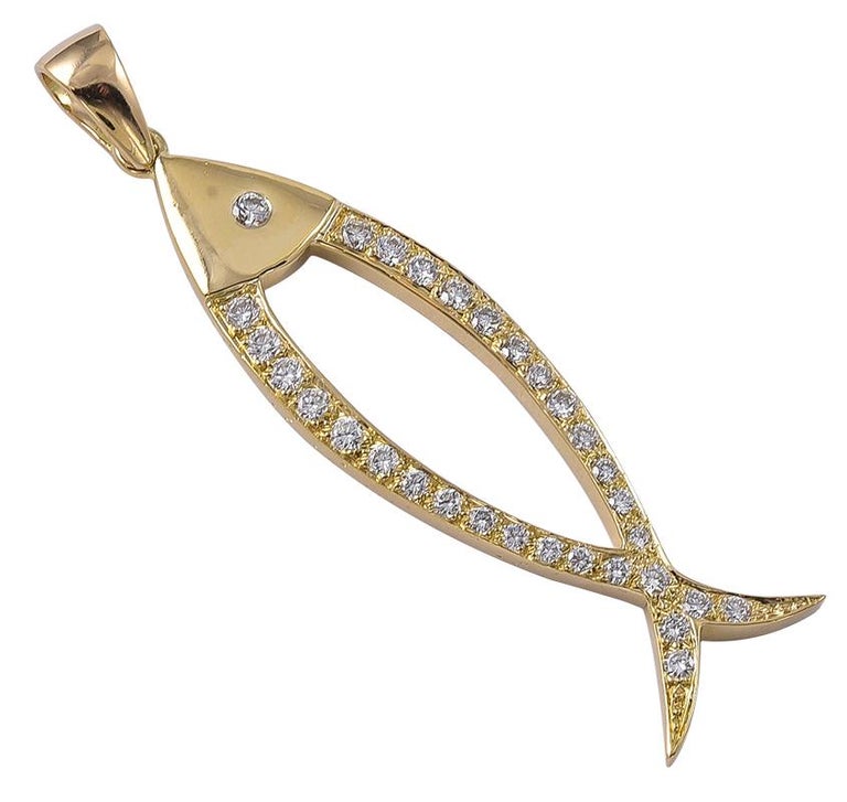 Brilliant Gold and Diamond Fish Pendant For Sale at 1stDibs | brilliant ...