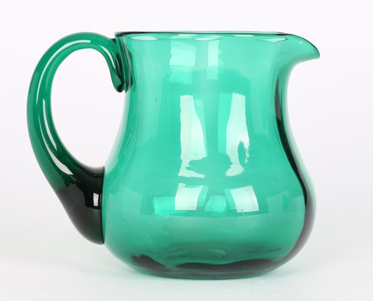 Bristol Victorian Hand-Blown Green Glass Handled Water Jug at 1stDibs ...