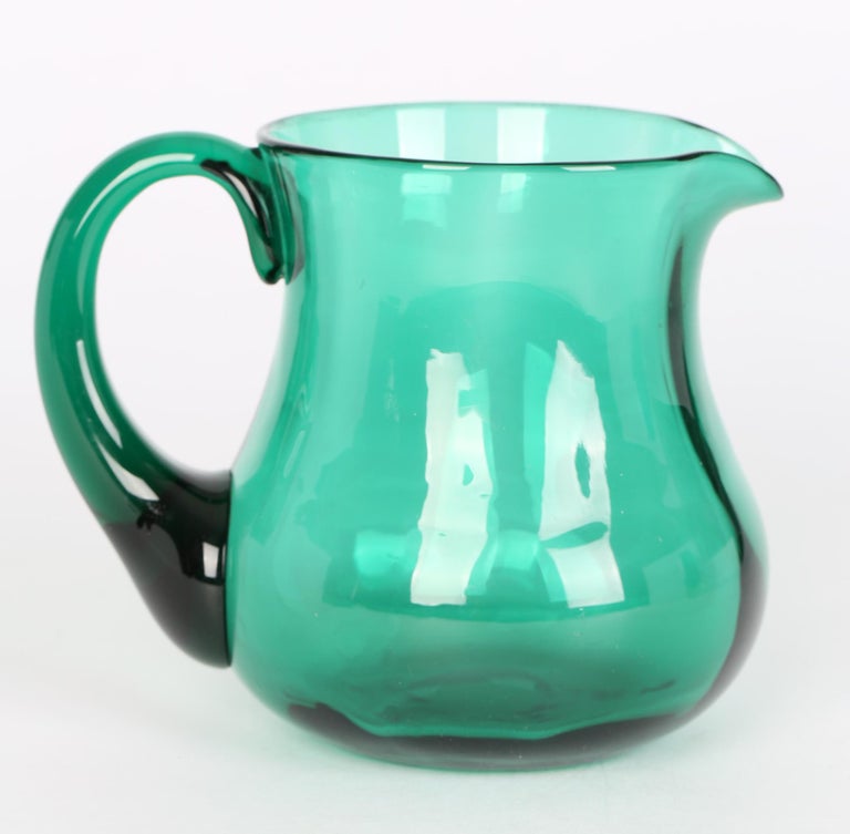 Bristol Victorian Hand-Blown Green Glass Handled Water Jug at 1stDibs ...