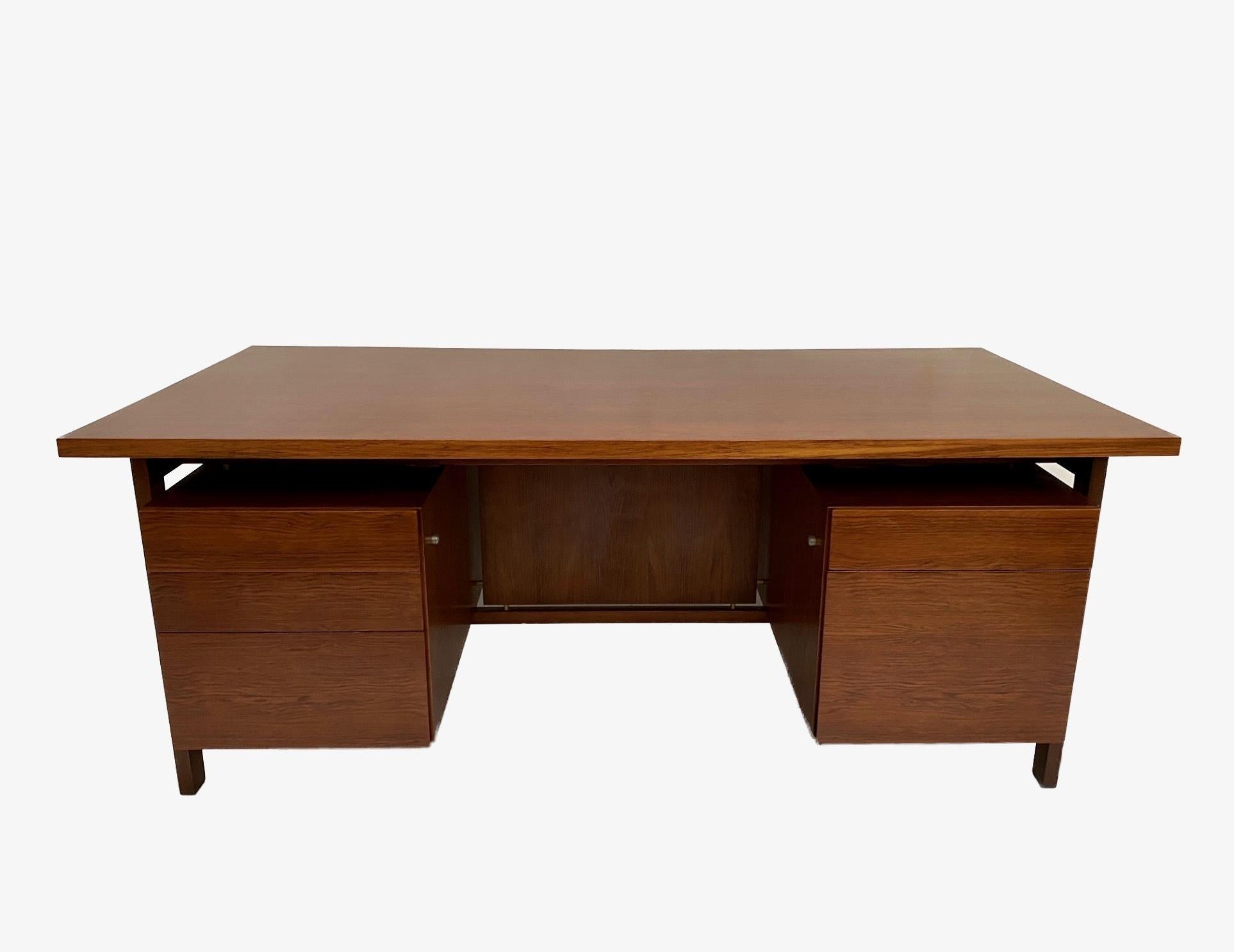 British Afromosia Dark Teak Large Executive Writing Desk For Sale at ...