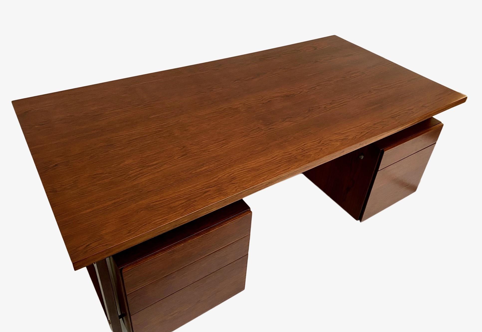 British Afromosia Dark Teak Large Executive Writing Desk For Sale at ...