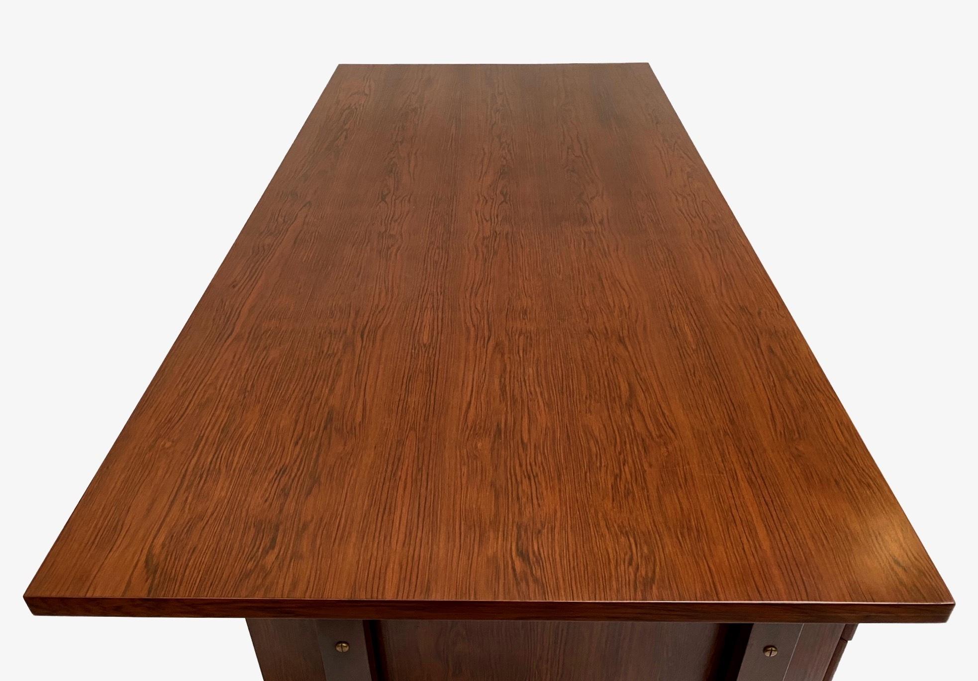 British Afromosia Dark Teak Large Executive Writing Desk For Sale at ...