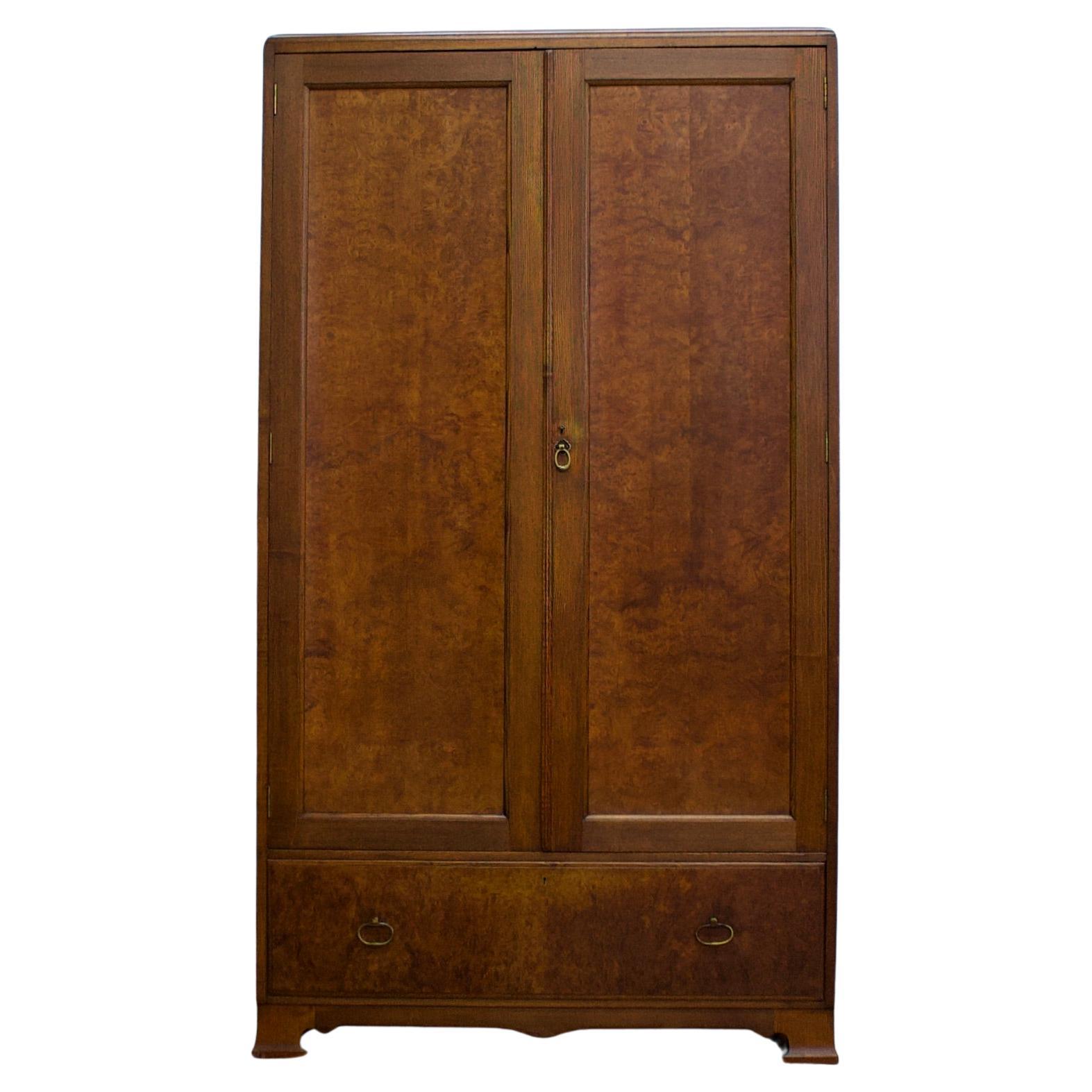 VINTAGE PETITE ART DECO 1940s BURR WALNUT WARDROBE MADE BY HEIRLOOM at ...