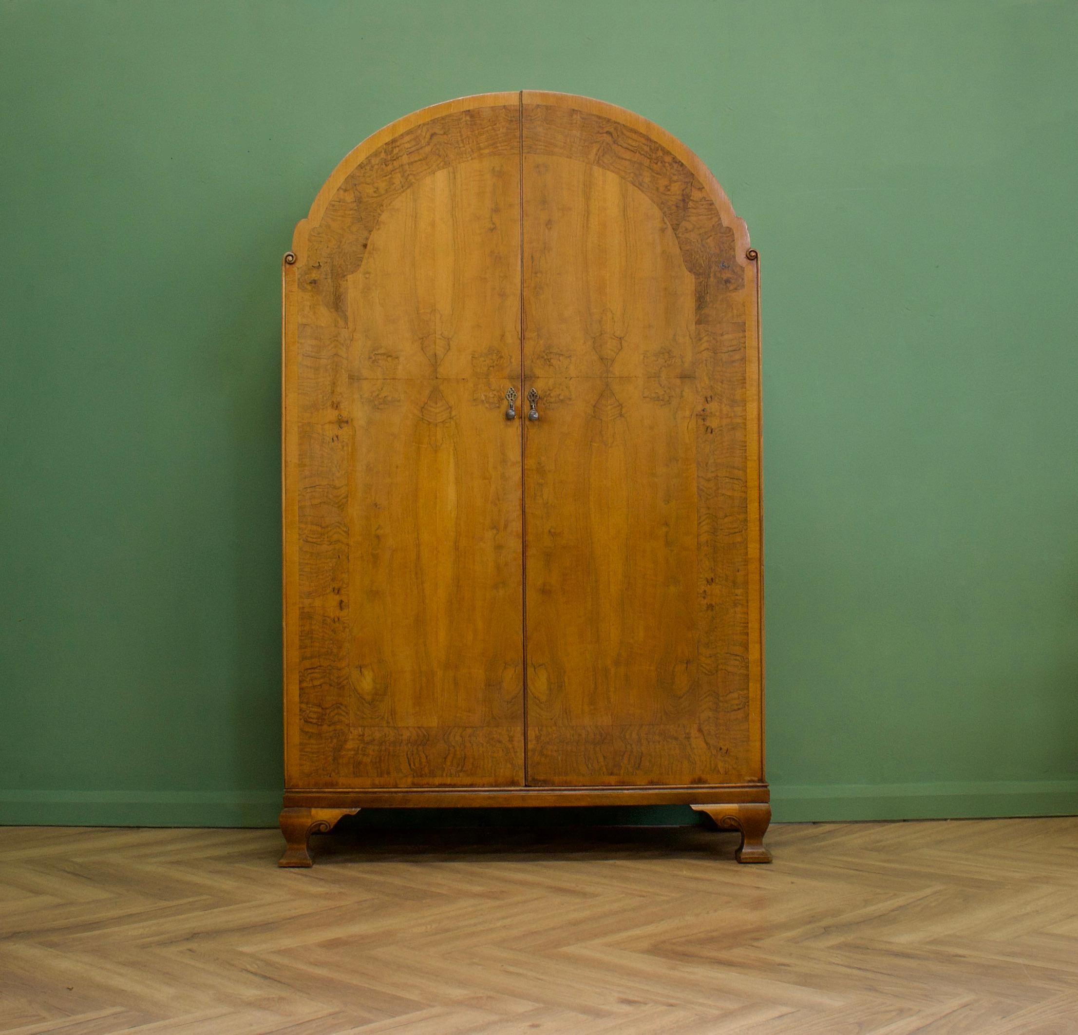 British Art Deco Burr Walnut Wardrobe, 1930s at 1stDibs | 1930s wardrobe