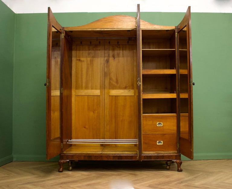 British Art Deco Burr Walnut Wardrobe, 1930s at 1stDibs