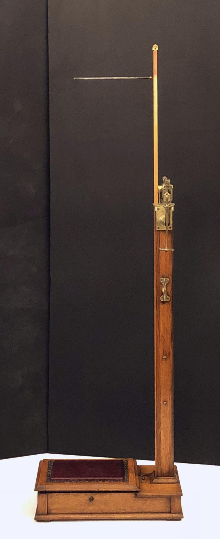 British Athlete's Personal Floor Standing Scale of Oak, Boxwood, and ...