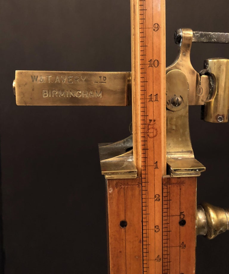 British Athlete's Personal Floor Standing Scale of Oak, Boxwood, and ...