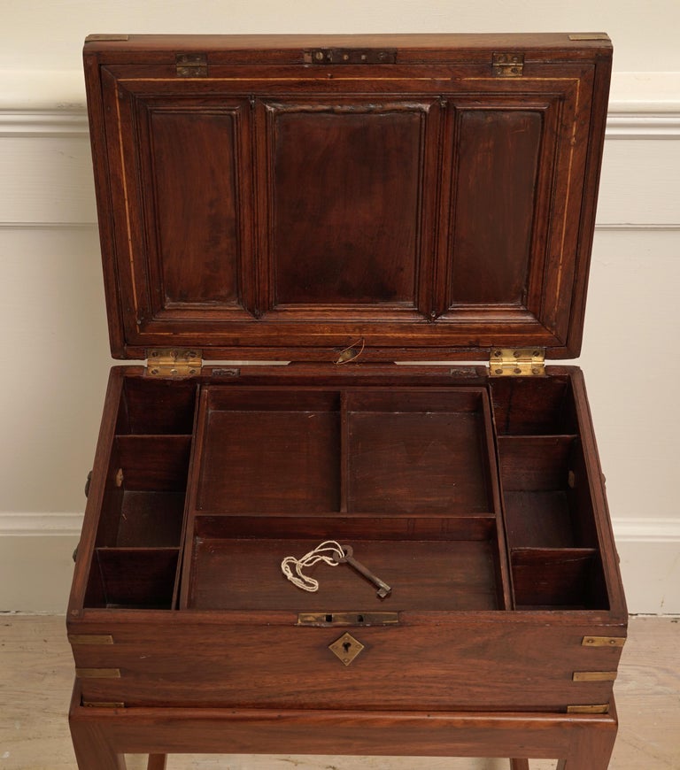 British Campaign Mahogany Officers Chest on Stand, Early 1900s at 1stDibs