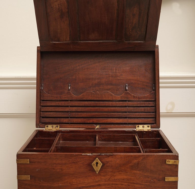 British Campaign Mahogany Officers Chest on Stand, Early 1900s at 1stDibs