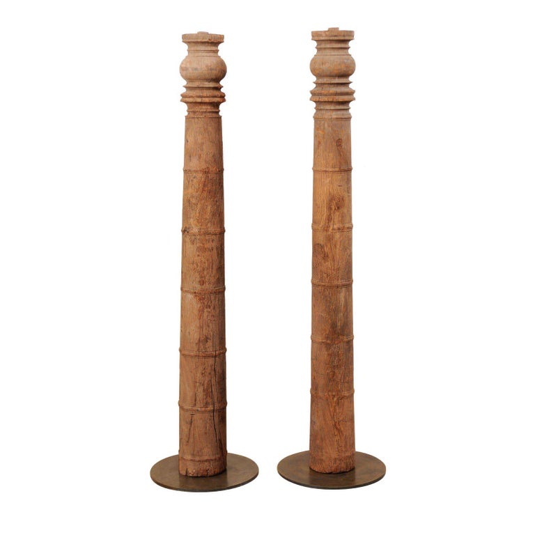 British Colonial 19th Century Carved Wood Columns at 1stDibs