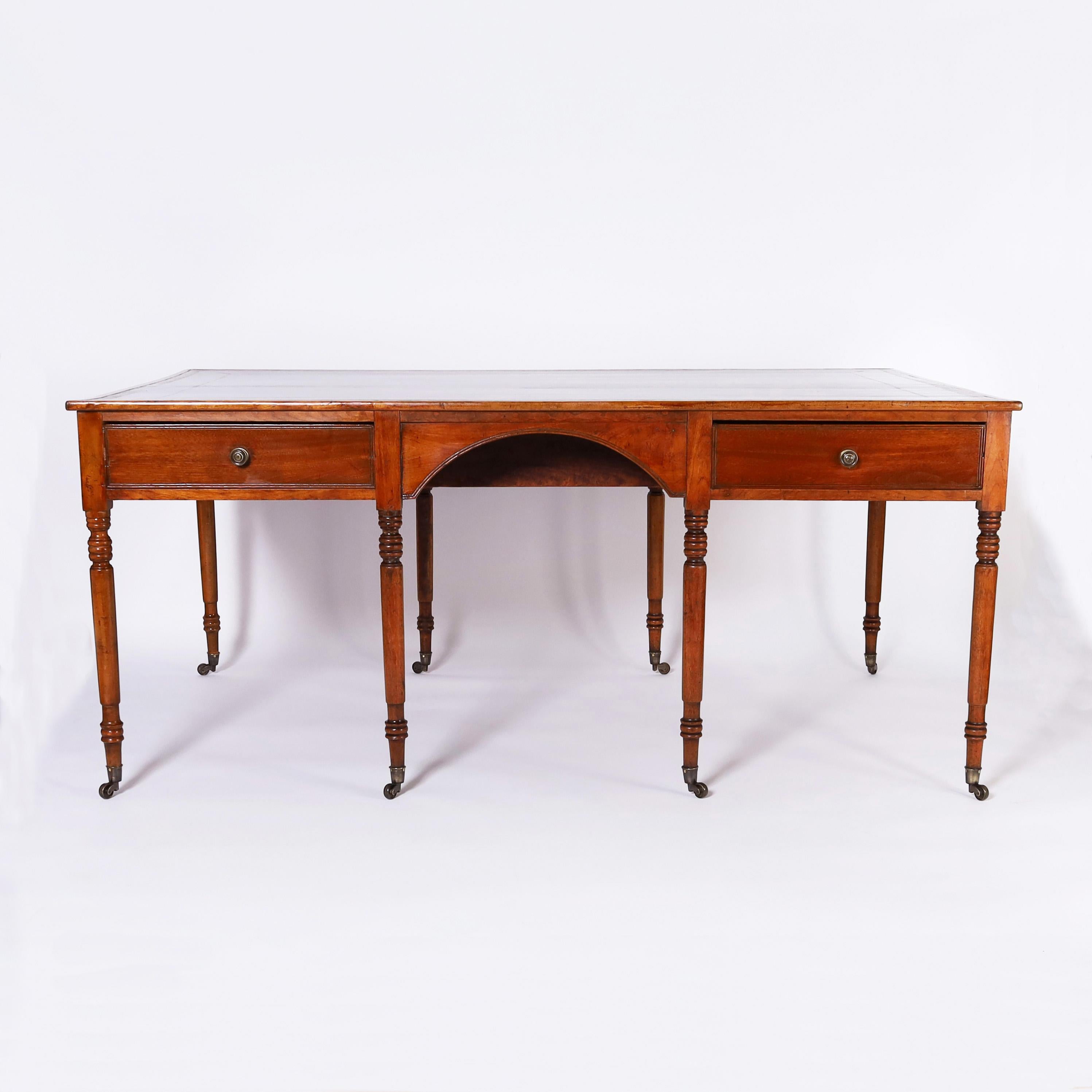British Colonial 19th Century Leather Top Partners Desk For Sale at 1stDibs
