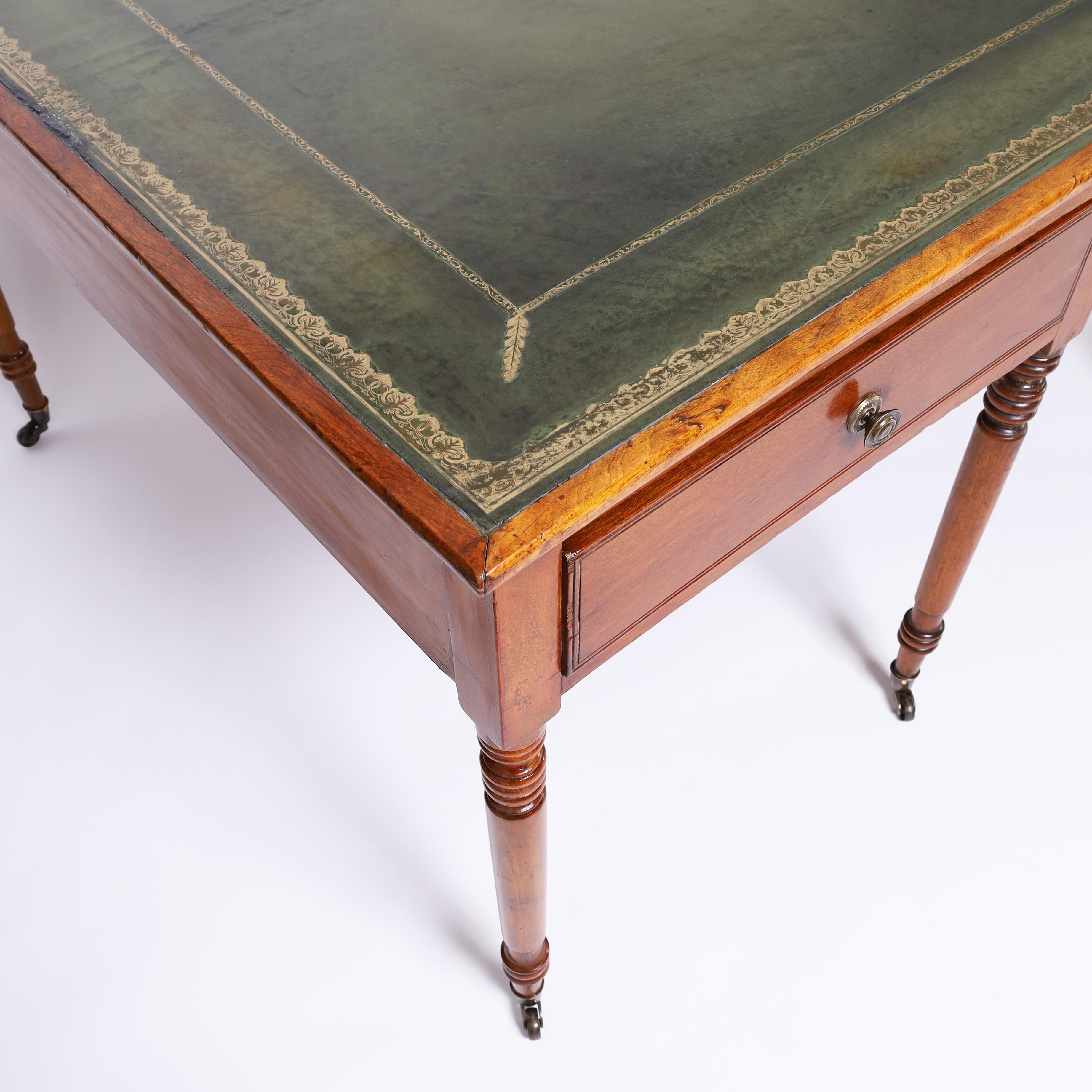 British Colonial 19th Century Leather Top Partners Desk For Sale at 1stDibs