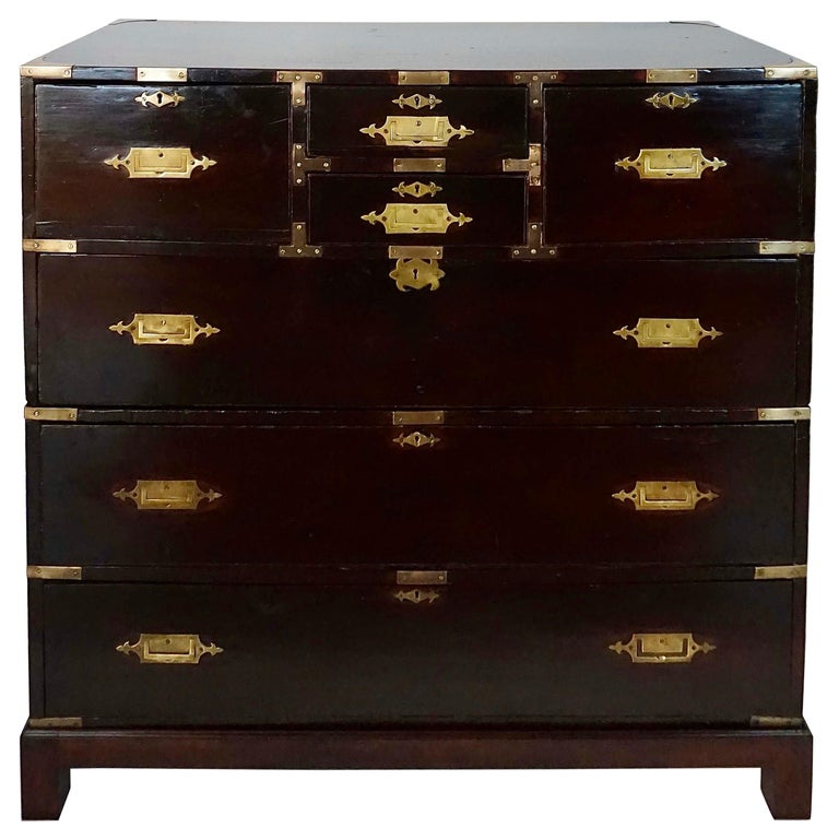 British Colonial Campaign Chest of Drawers, circa 1840 at 1stDibs
