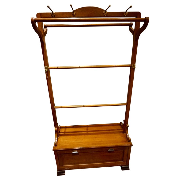 British Colonial Coat Rack Shoe Cabinet Solid Teak with Rosewood at 1stDibs
