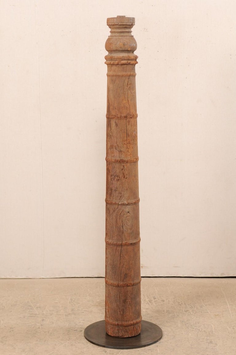 British Colonial Decorative Carved Wood Column For Sale at 1stDibs
