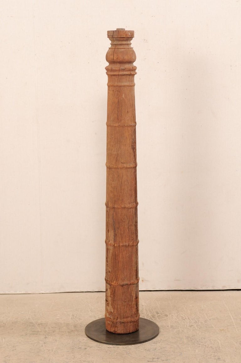 British Colonial Decorative Carved Wood Column For Sale at 1stDibs