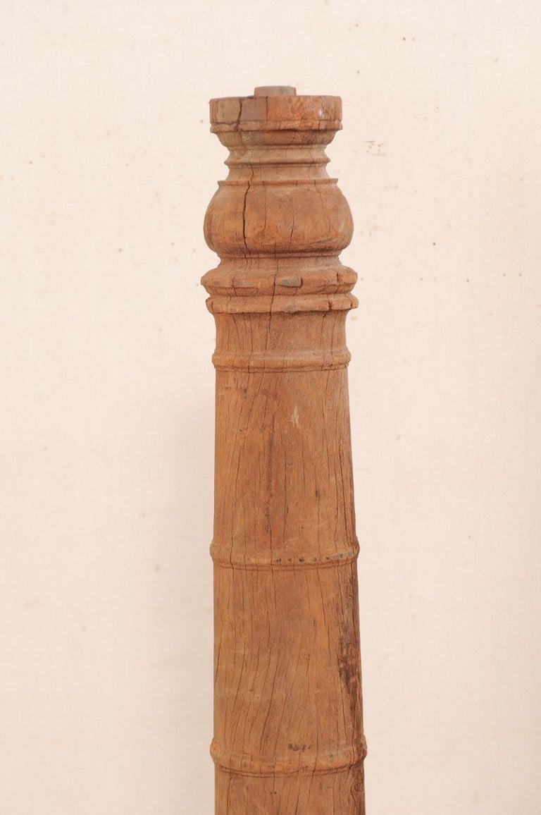 British Colonial Decorative Carved Wood Column For Sale at 1stDibs