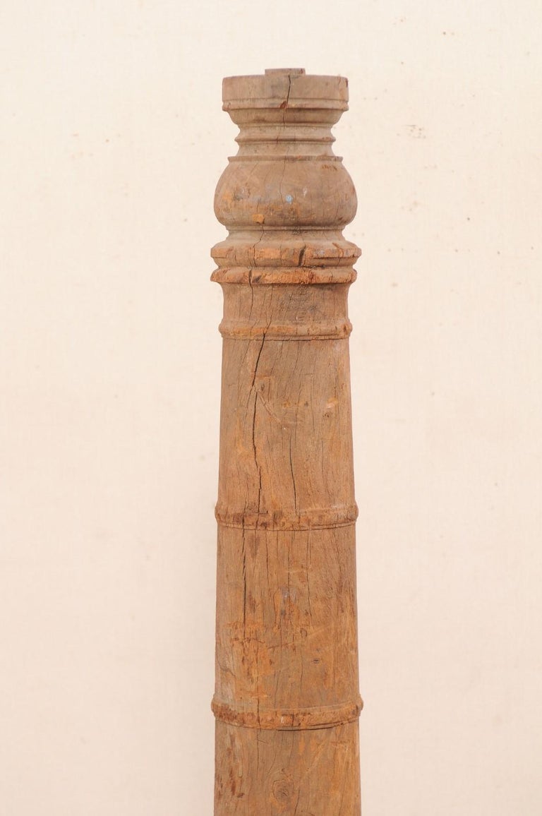 British Colonial Decorative Carved Wood Column For Sale at 1stDibs