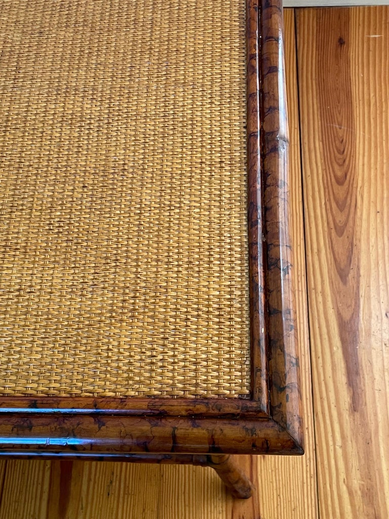 British Colonial Faux Bamboo and Grass Cloth Square Coffee Table For ...