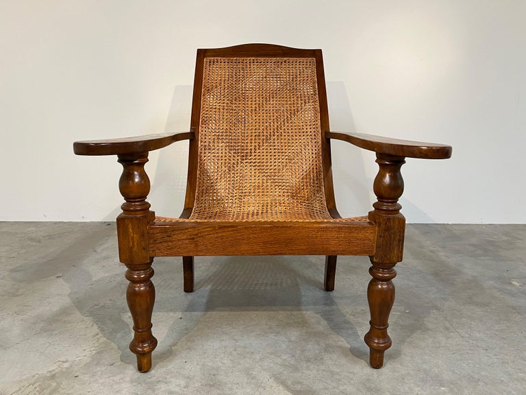 British Colonial Plantation Style French Double Cane Lounge Chair at ...