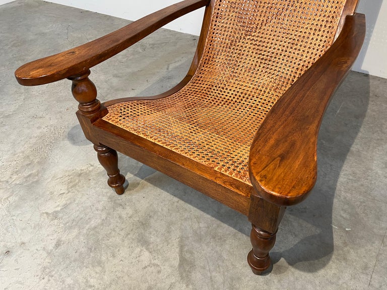 British Colonial Plantation Style French Double Cane Lounge Chair at ...