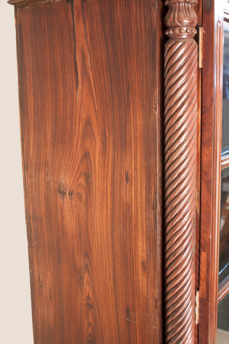 British Colonial Rosewood Cabinet with Glass Doors at 1stDibs ...