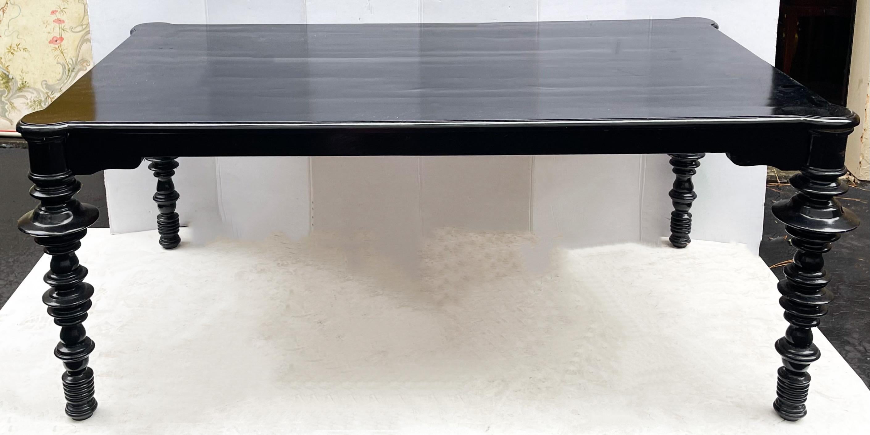 British Colonial Style Black Lacquer Dining Table or Desk at 1stDibs ...