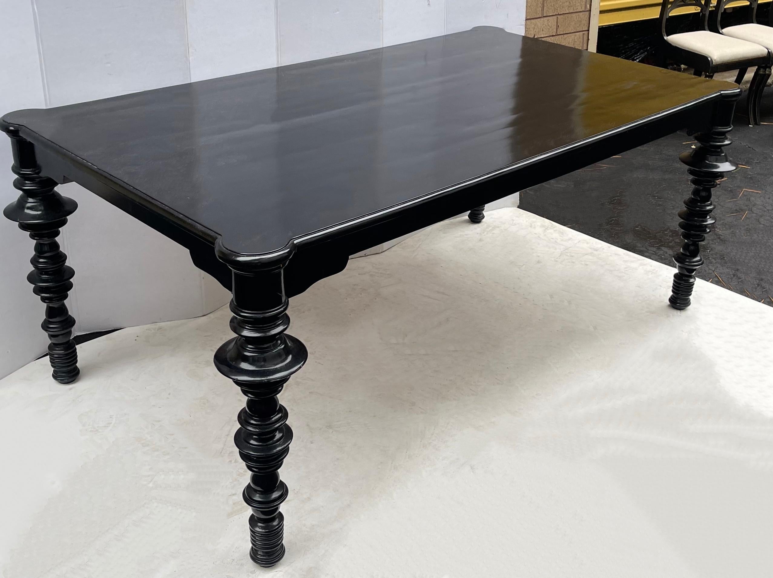 British Colonial Style Black Lacquer Dining Table or Desk at 1stDibs ...