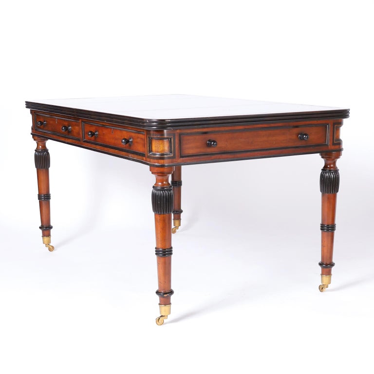 British Colonial Style Leather Top Desk at 1stDibs