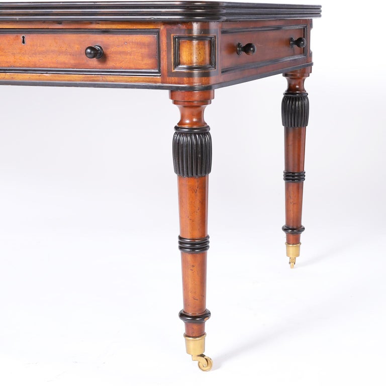 British Colonial Style Leather Top Desk at 1stDibs