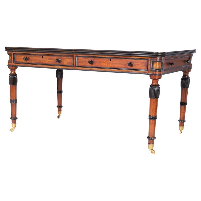 British Colonial Style Leather Top Desk at 1stDibs