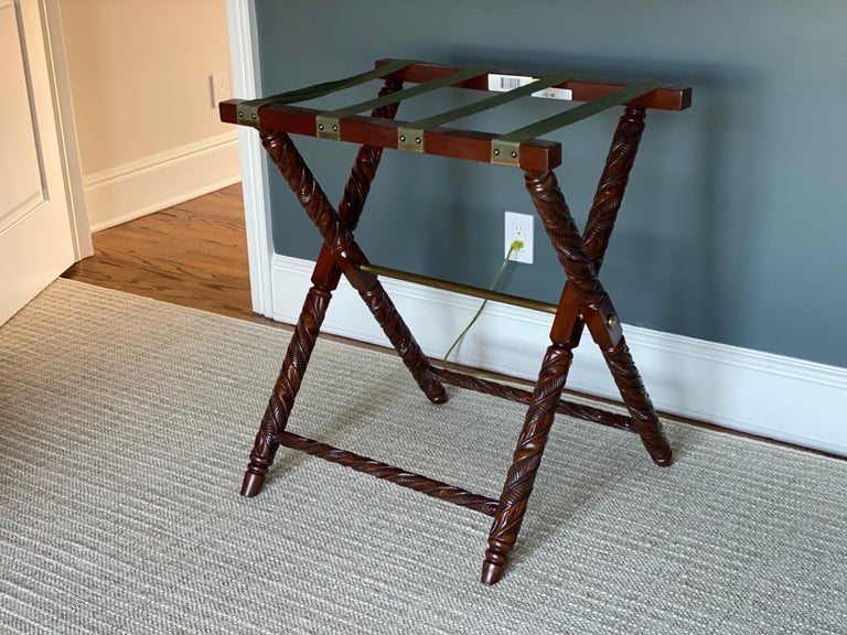 British Colonial Style Mahogany, Bamboo, and Rattan Butler Tray Table ...
