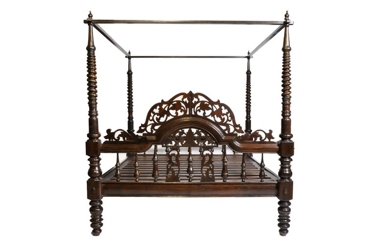 British Colonial Style Teak Wood King-Size Bed at 1stDibs