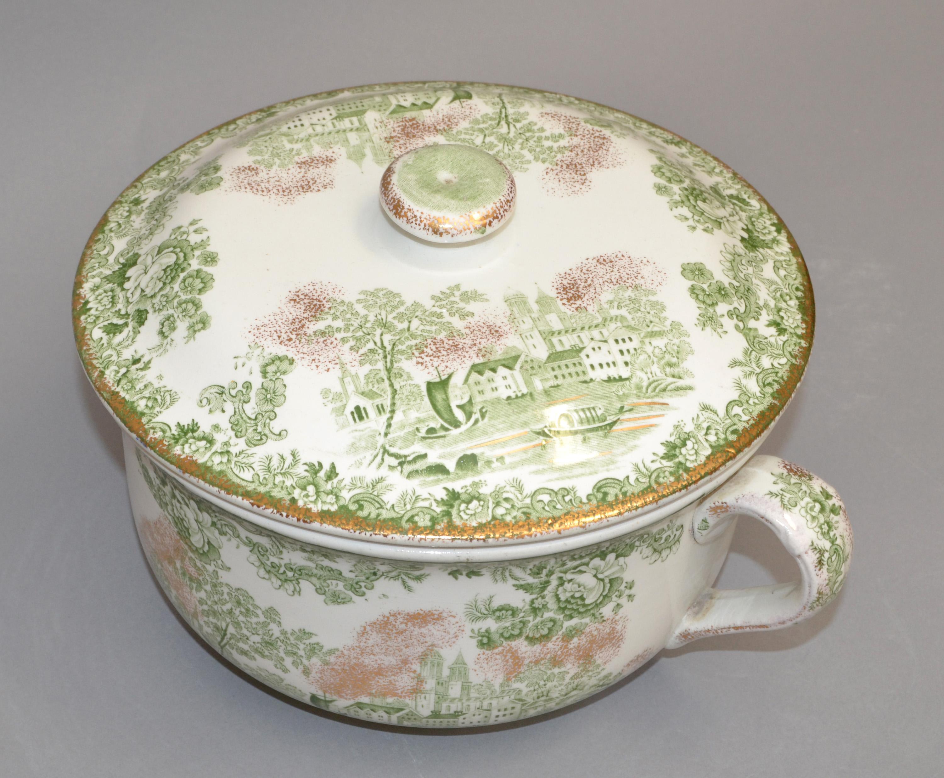 British Colonial Vintage Gilt Ceramic Chamber Pot Togo Colonial Pottery ...