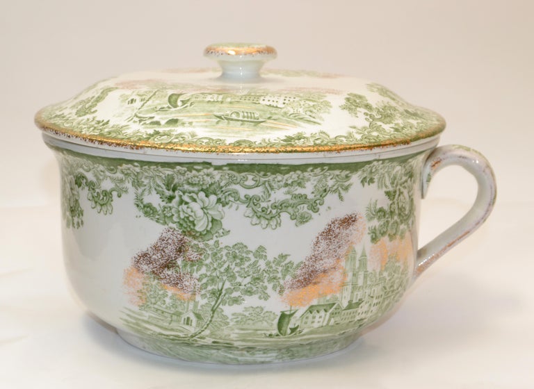 British Colonial Vintage Gilt Ceramic Chamber Pot Togo Colonial Pottery ...